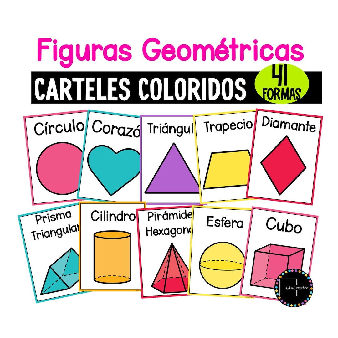 Carteles De Figuras Geométricas 2D Y 3D Spanish Shapes Posters - Etsy