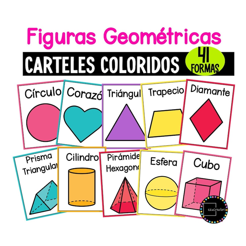 Carteles De Figuras Geométricas 2D Y 3D Spanish Shapes Posters - Etsy