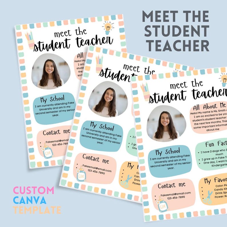Meet the Student Teacher Template | Editable Canva Template | Back to ...