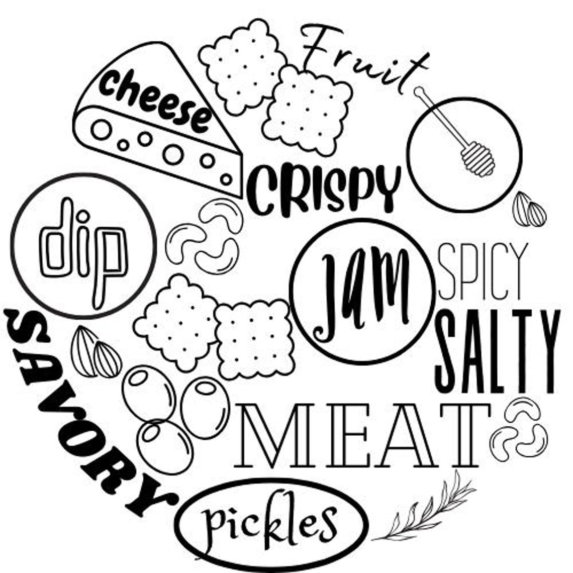 Charcuterie Board Printable SVG, Snack Tray Organizer (digital Download ...