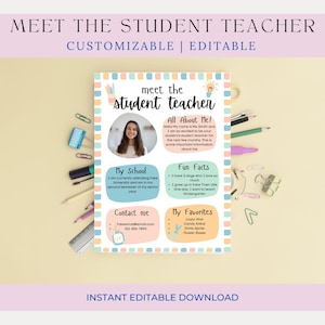 Meet the Student Teacher Template | Editable Canva Printable (instant ...