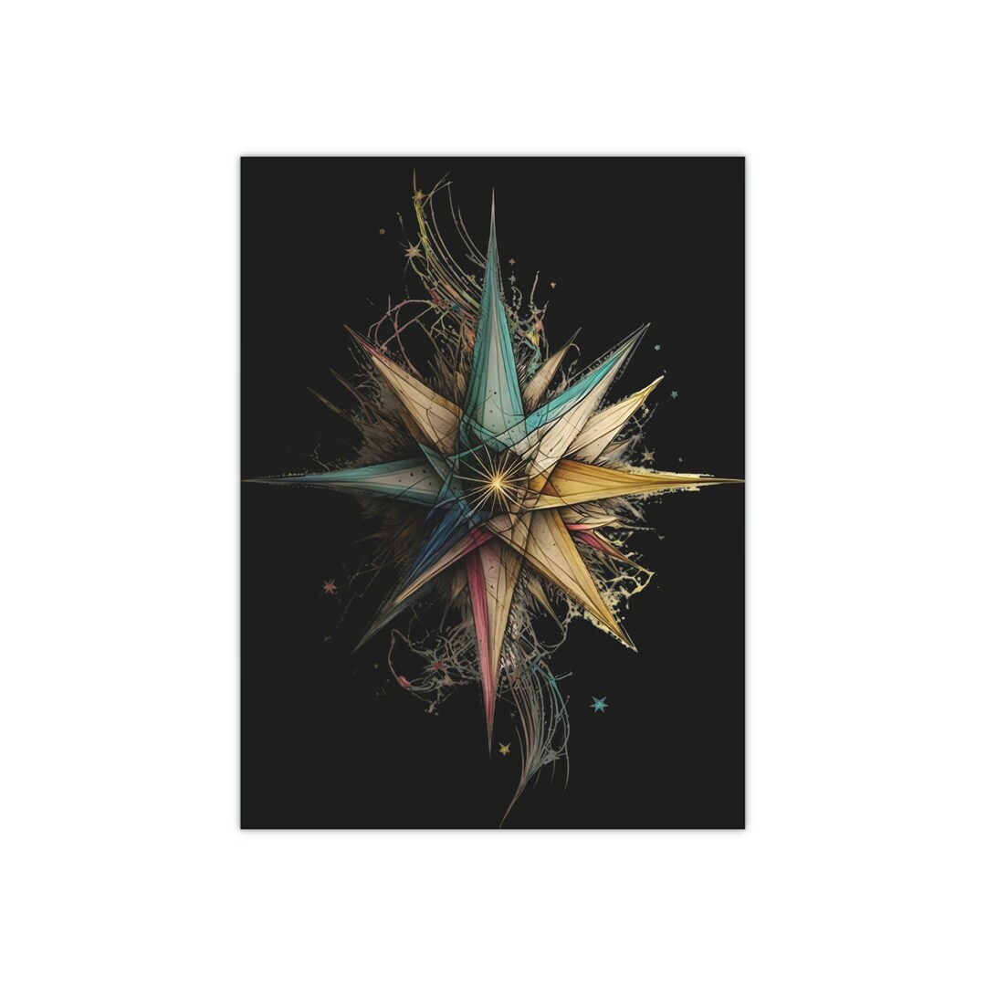 Art Print: Magical Star Diagram Poster With Black Background - Etsy