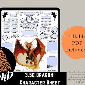 3.5e Dragon DND Character Sheet: Premium, Handcrafted Adventure Ledger ...