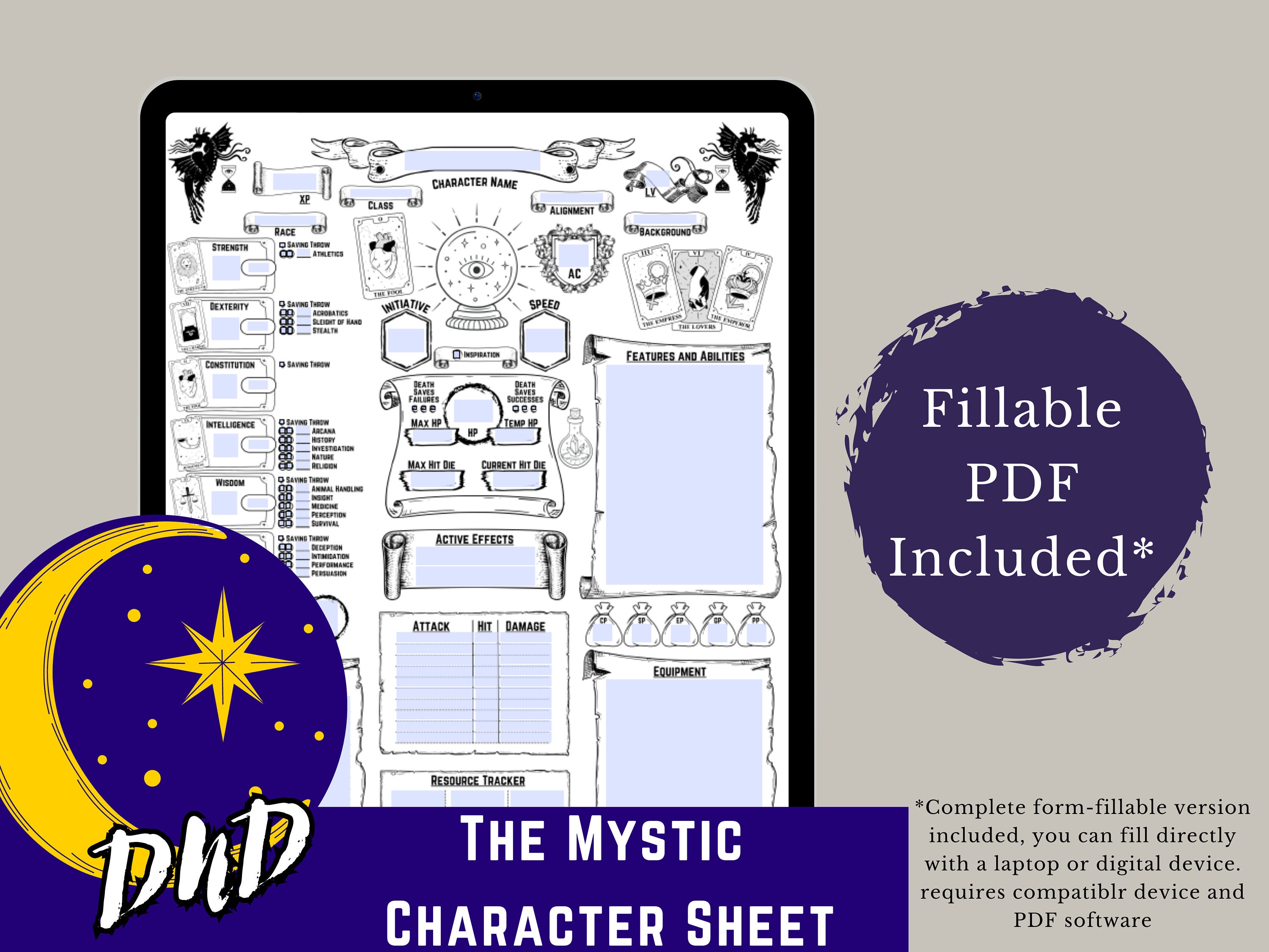 The Mystic DND Character Sheet: Premium, Handcrafted Adventure Ledger ...