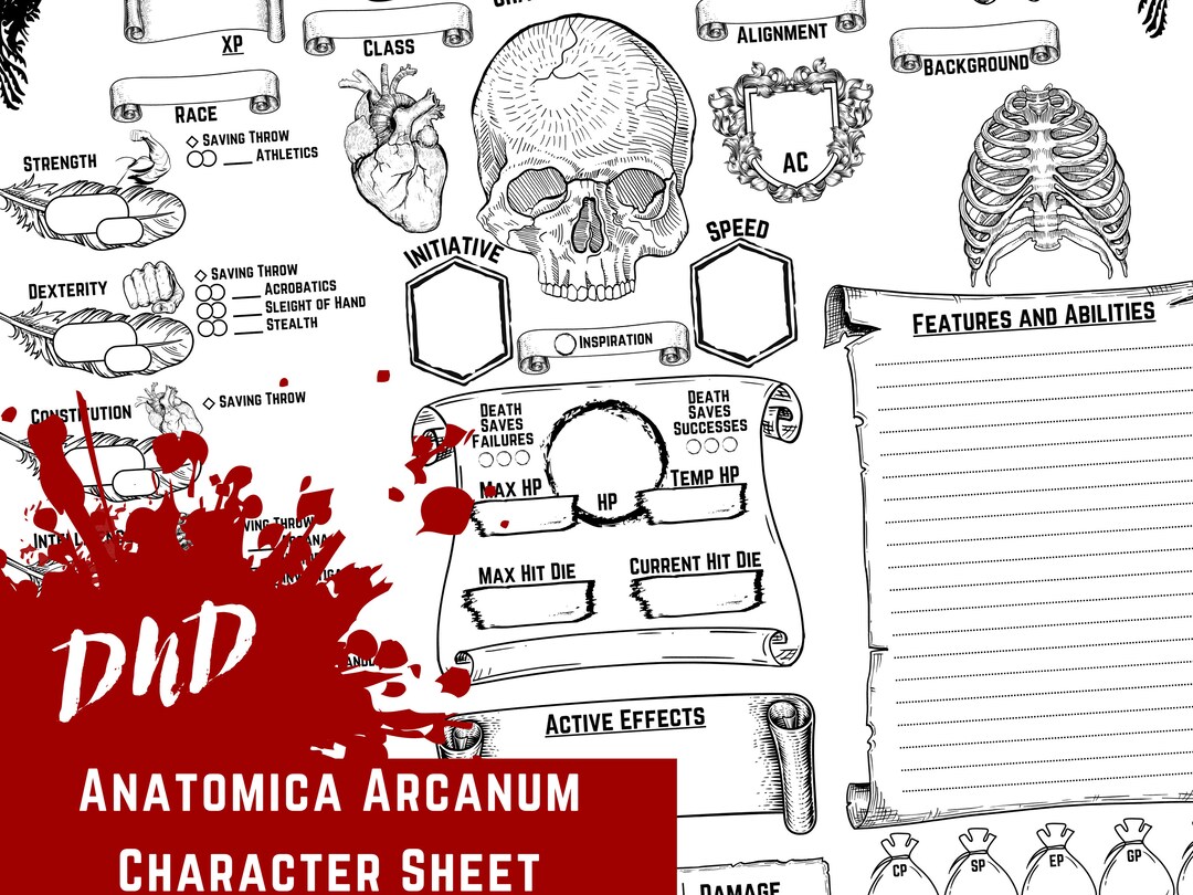 Anatomica Arcanum DND Character Sheet: Premium, Handcrafted Adventure ...