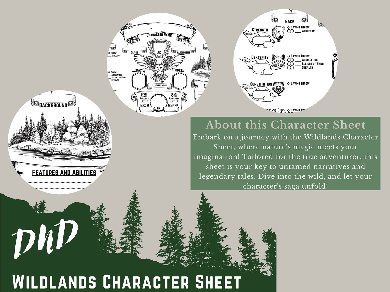 Wildlands DND Character Sheet: Premium, Handcrafted Adventure Ledger ...