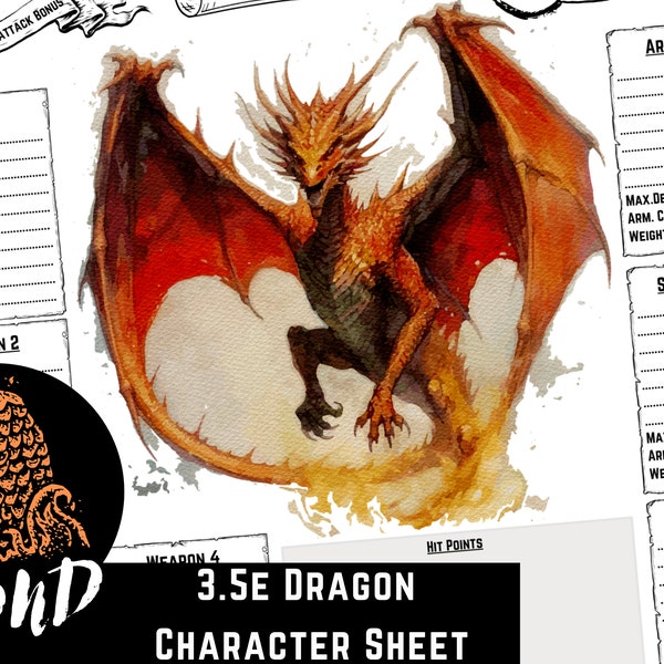 Dragon Dnd Character Sheet - Etsy
