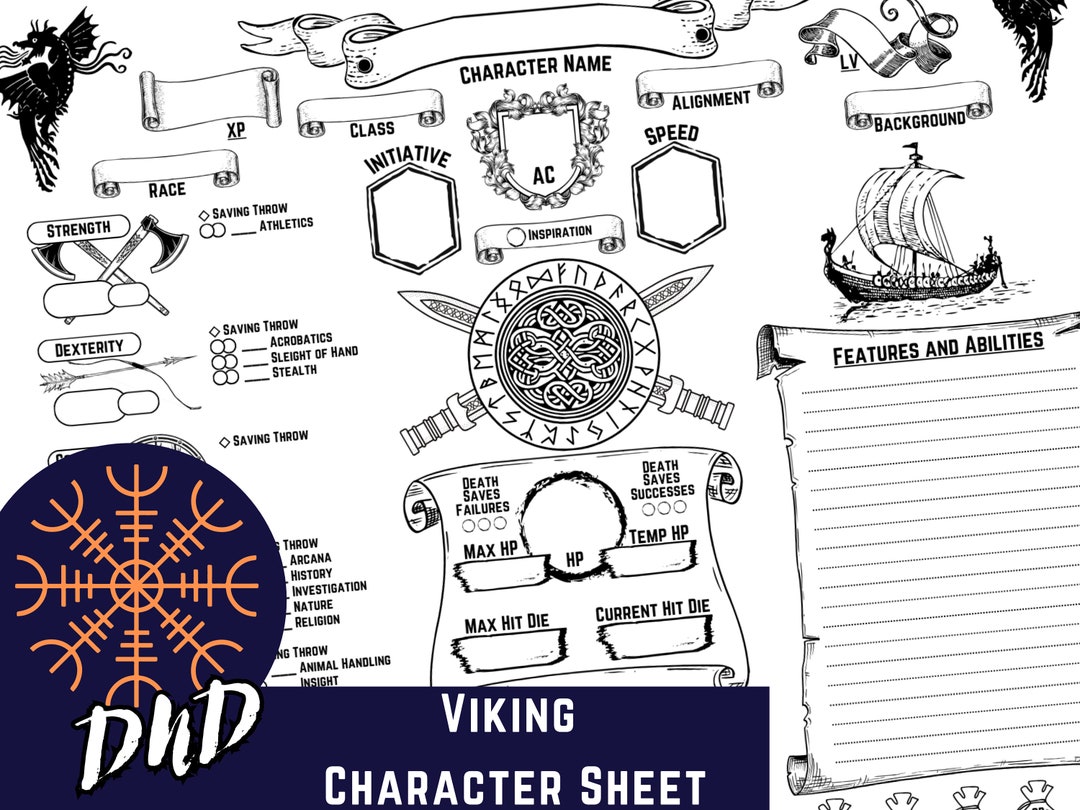 Viking Themed D&D Character Sheet: Craft Your Epic Norse Saga ...