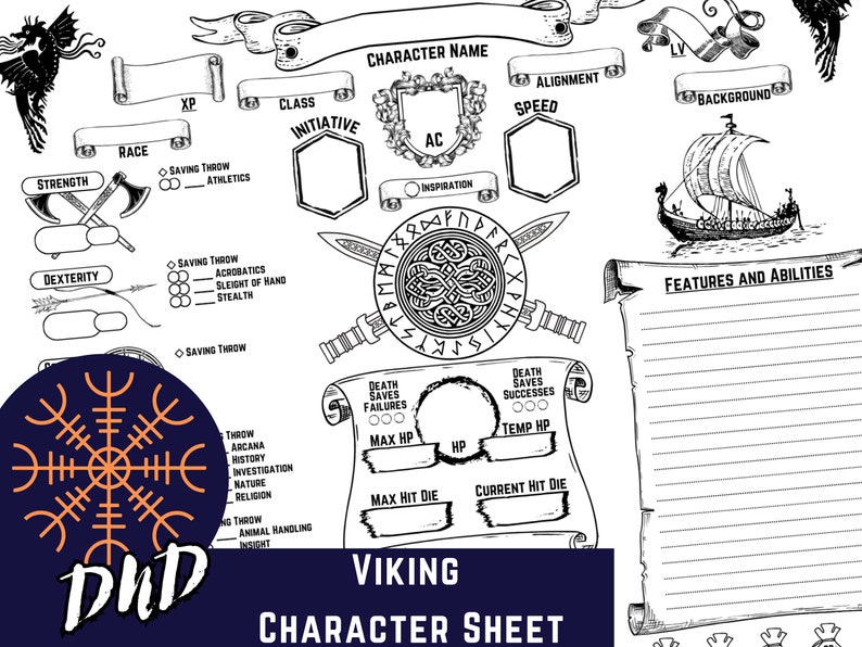 Viking Themed D&D Character Sheet: Craft Your Epic Norse Saga ...