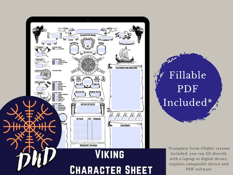 Viking Themed D&D Character Sheet: Craft Your Epic Norse Saga ...