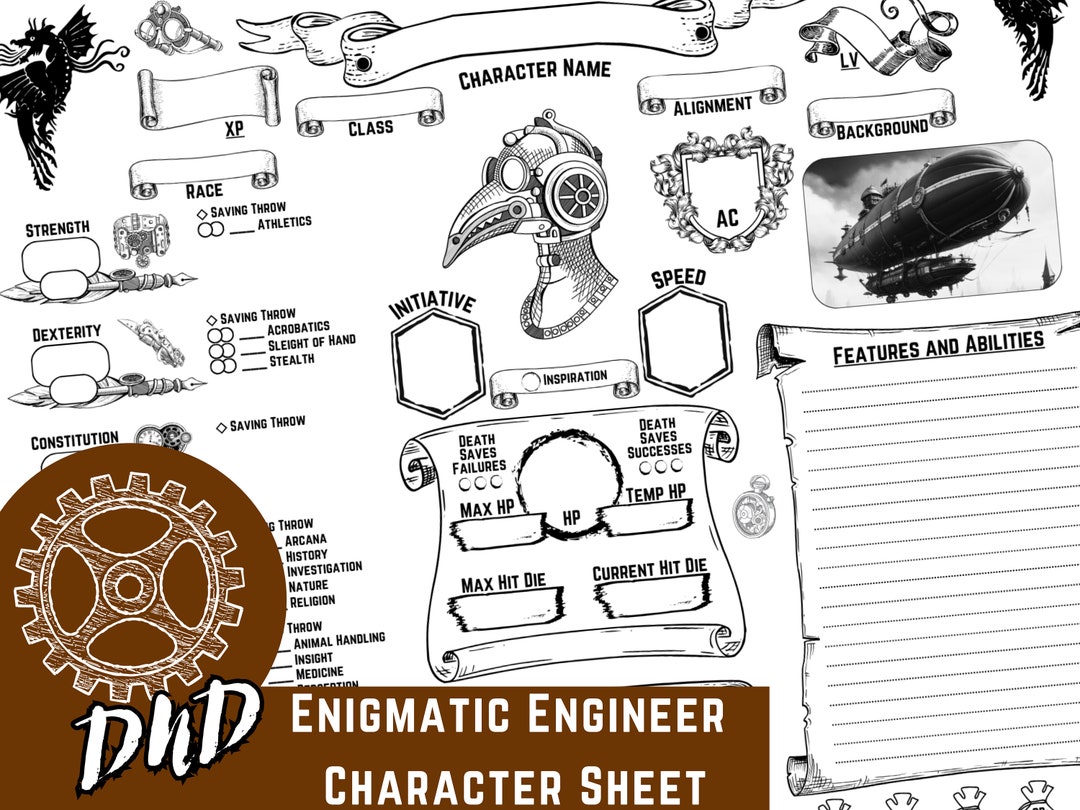 The Enigmatic Engineer Steampunk Character Sheet: Handcrafted Adventure ...