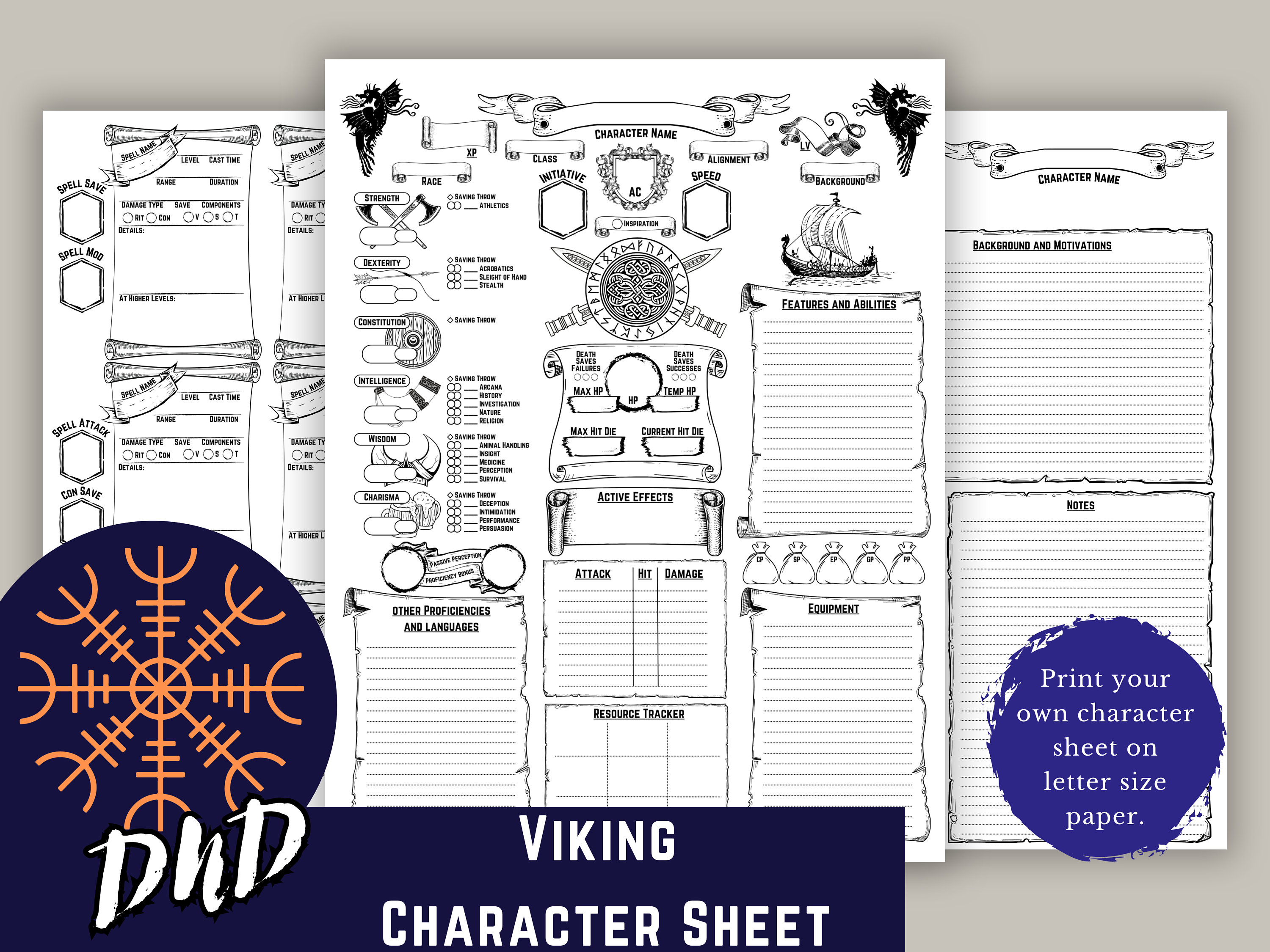 Viking Themed D&D Character Sheet: Craft Your Epic Norse Saga ...