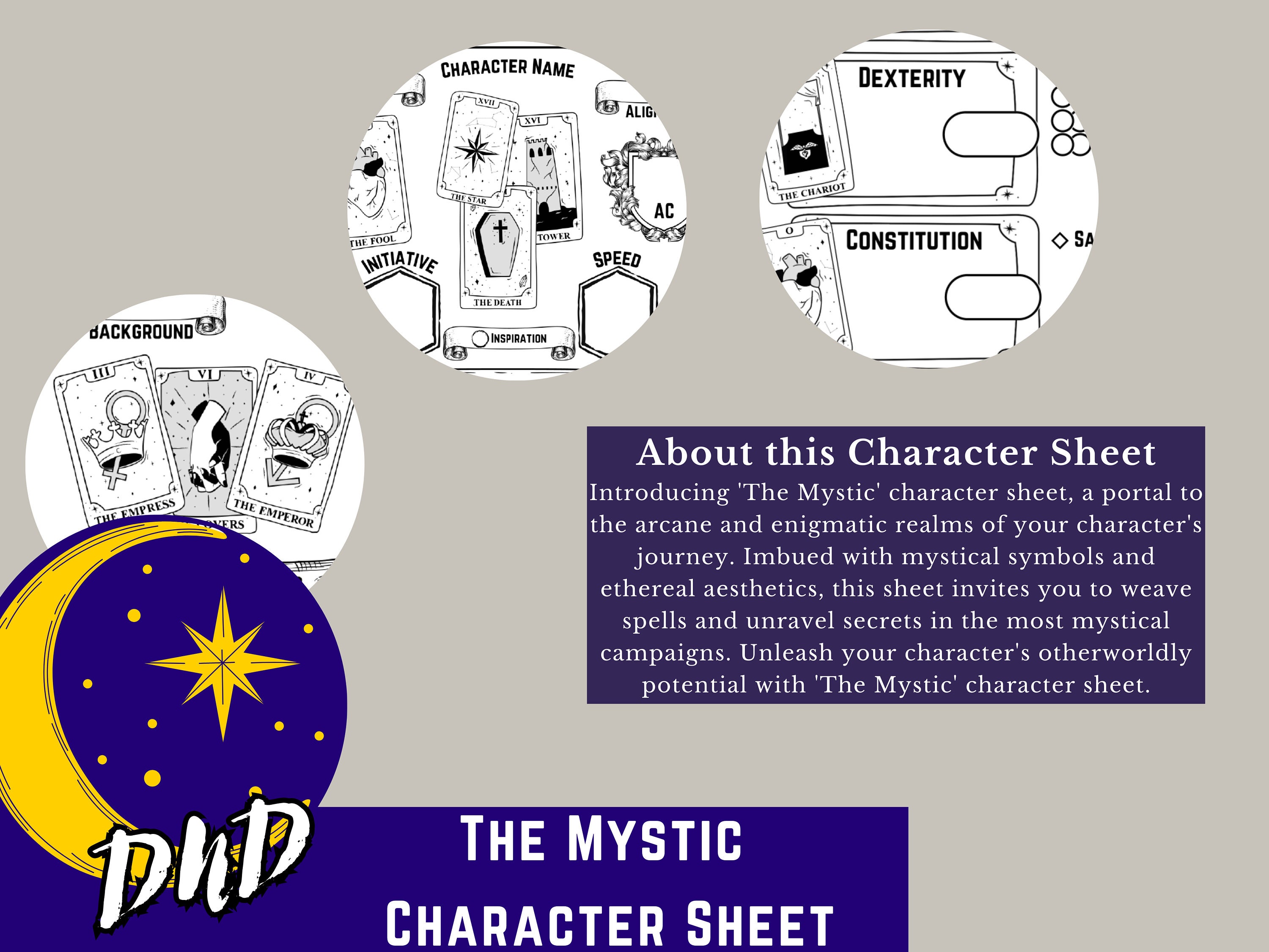 The Mystic DND Character Sheet: Premium Handcrafted Adventure - Etsy