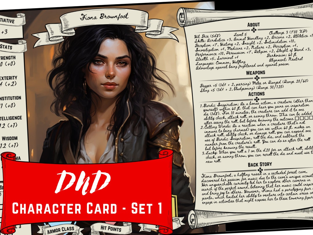 Character Set 1: Dungeons & Dragons Character Cards for Thalia ...