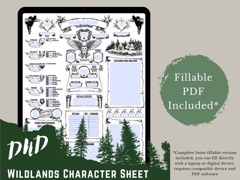 Wildlands DND Character Sheet: Premium, Handcrafted Adventure Ledger for Nature-themed Rpgs ...