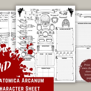 Anatomica Arcanum DND Character Sheet: Premium, Handcrafted Adventure ...