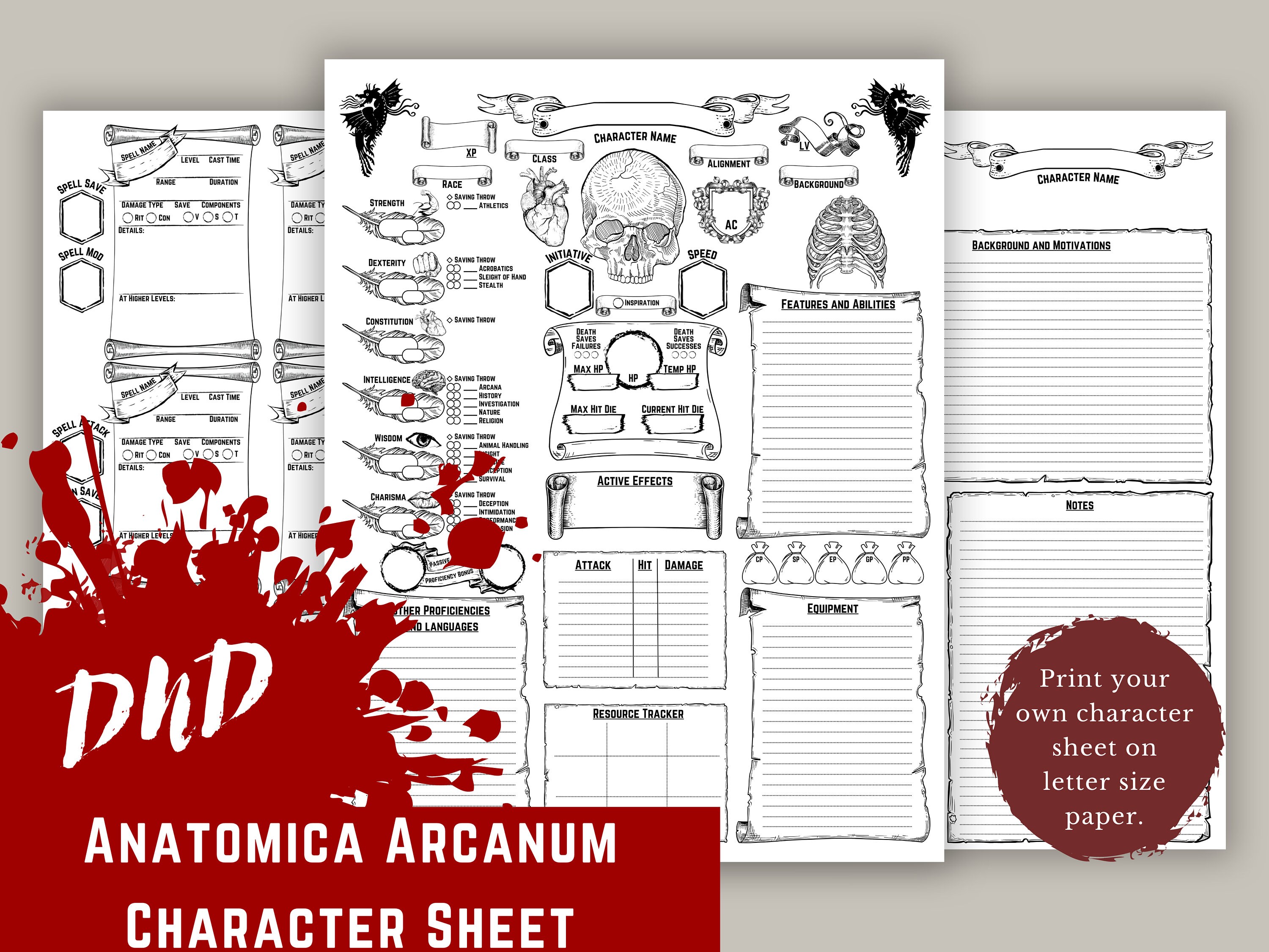 Anatomica Arcanum DND Character Sheet: Premium Handcrafted - Etsy
