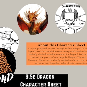3.5e Dragon DND Character Sheet: Premium, Handcrafted Adventure Ledger ...