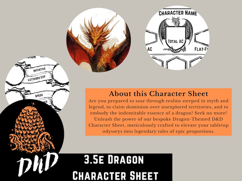 3.5e Dragon DND Character Sheet: Premium, Handcrafted Adventure Ledger ...