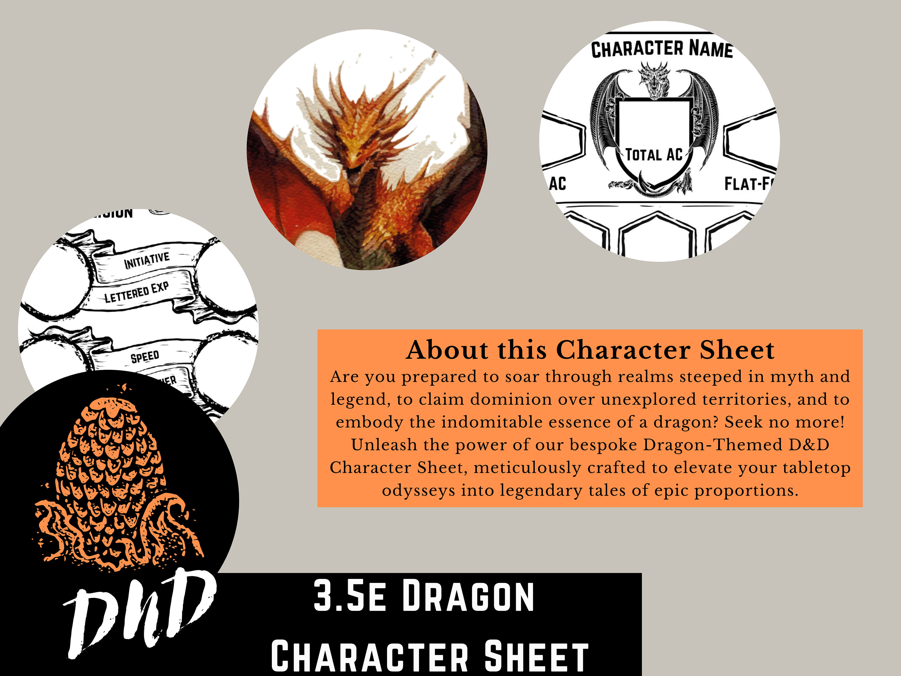 3.5e Dragon DND Character Sheet: Premium, Handcrafted Adventure Ledger ...