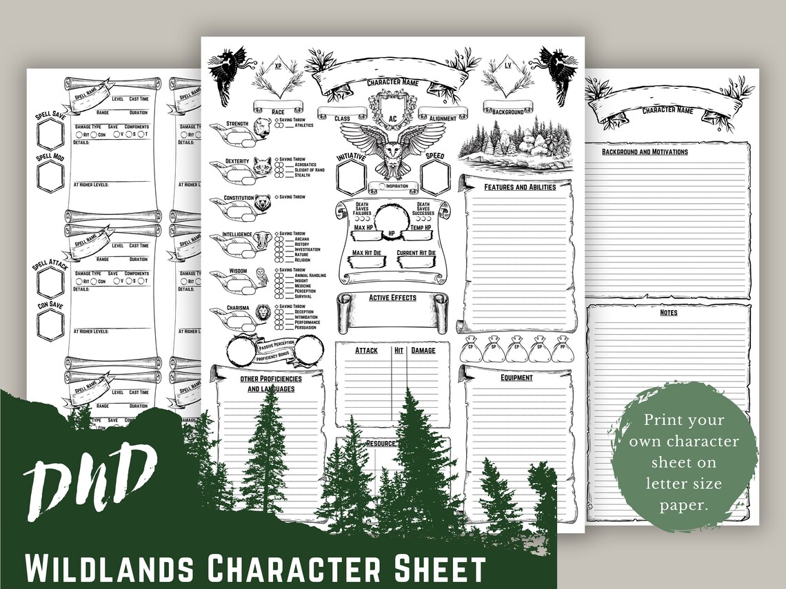 Wildlands DND Character Sheet: Premium, Handcrafted Adventure Ledger for Nature-themed Rpgs ...