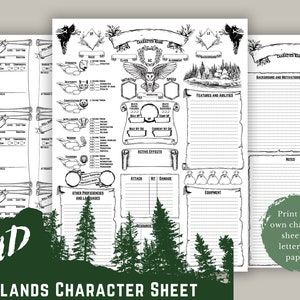 Wildlands DND Character Sheet: Premium, Handcrafted Adventure Ledger ...