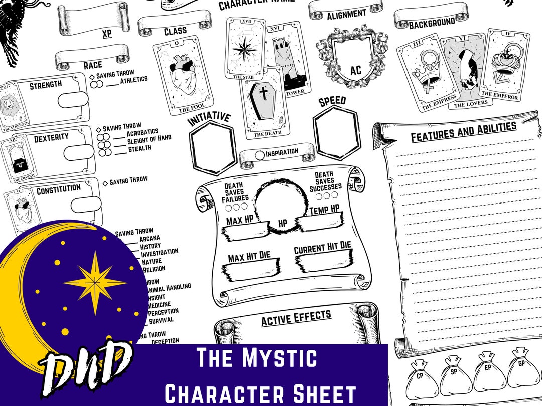 The Mystic DND Character Sheet: Premium Handcrafted Adventure - Etsy