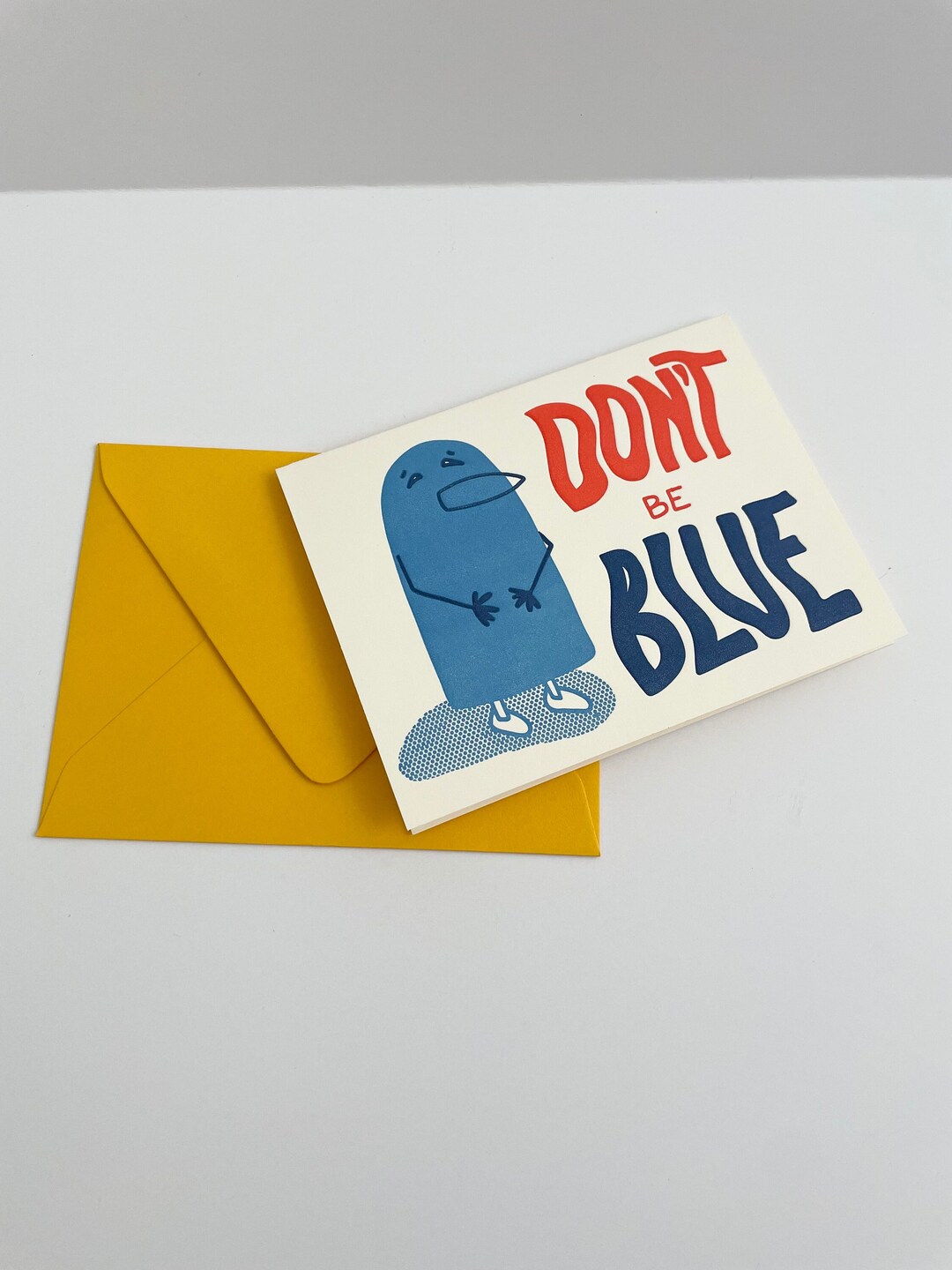 Don't Be Blue Letterpress Printed Greeting Card With Envelope - Etsy