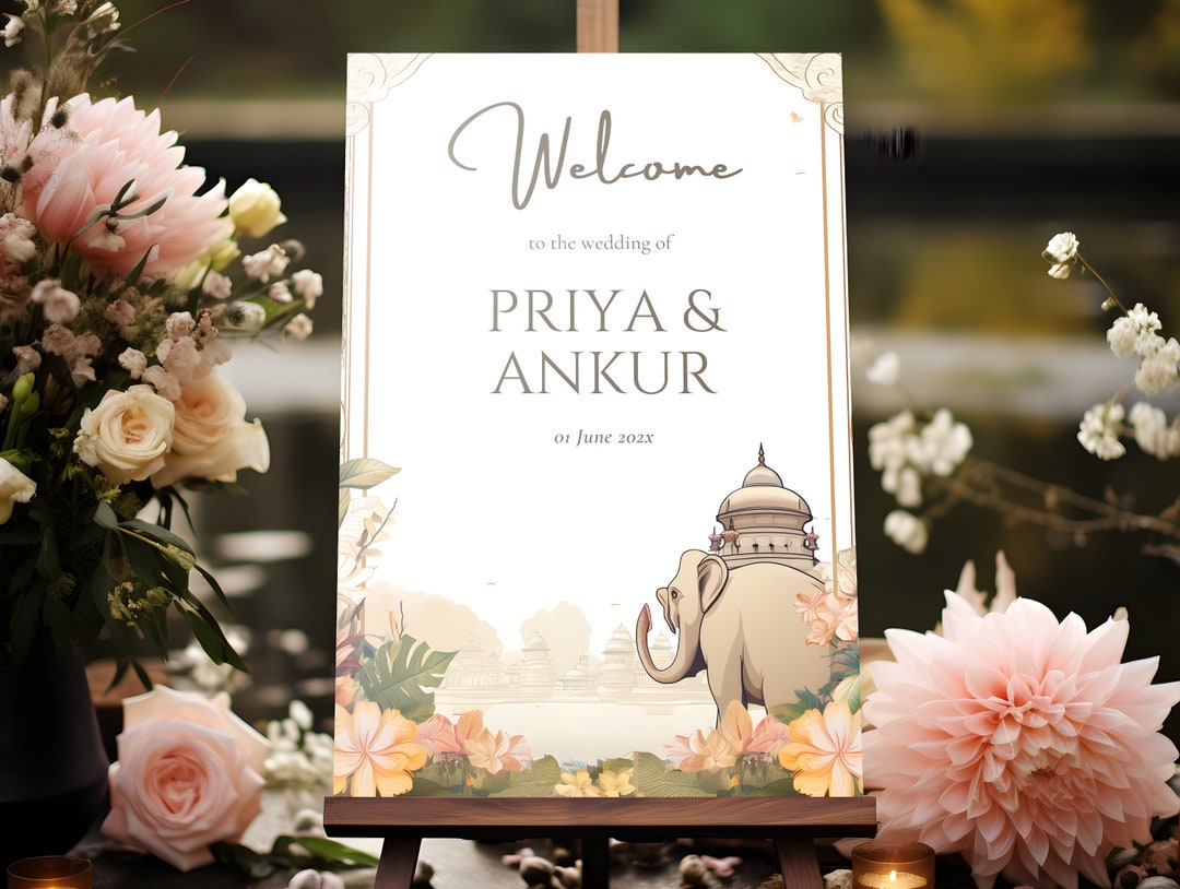 Indian Wedding Sign South Indian Board & Desi Reception Decor, Floral ...