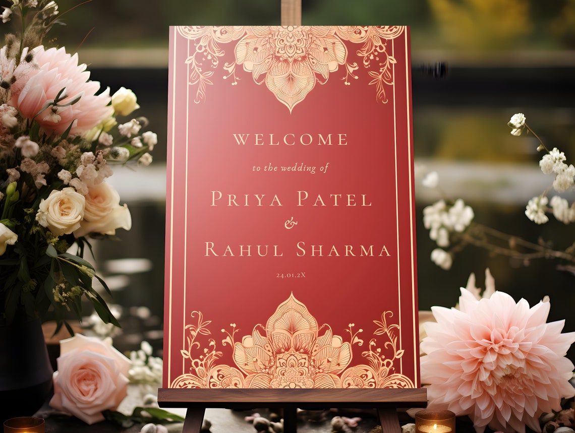 Indian Wedding Sign Welcome to Mehndi & Reception Signage, South Indian ...