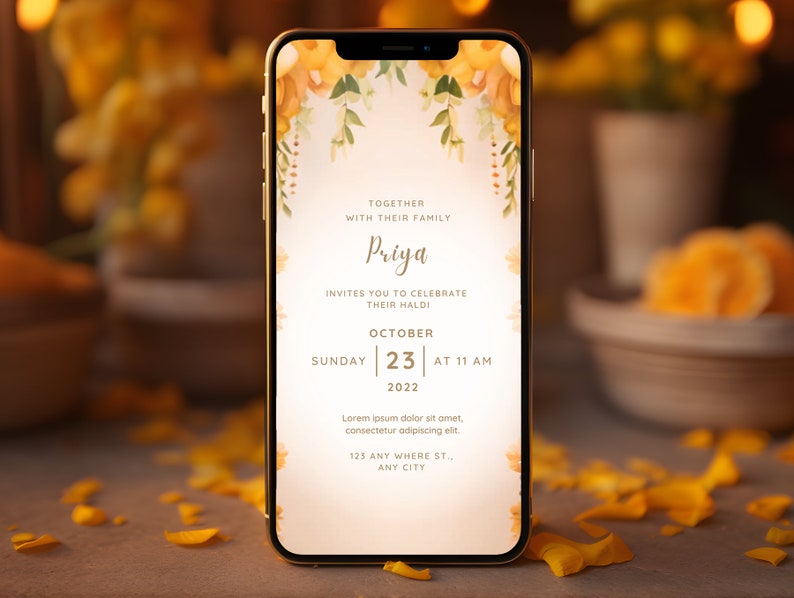 Custom Haldi Animation & Printable Invite Card | Sikh, Hindu, South ...