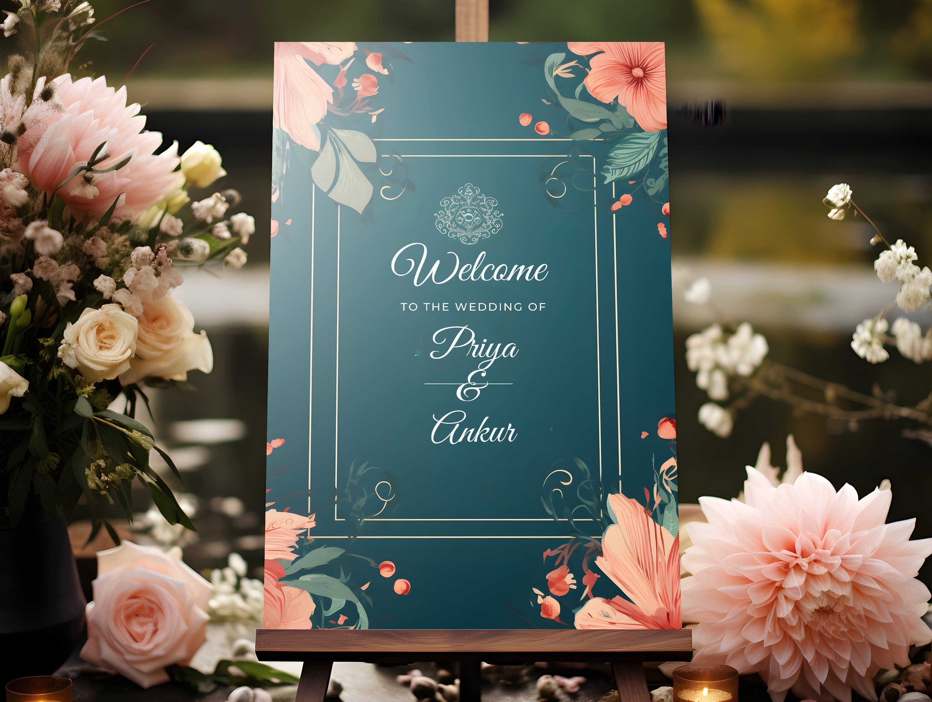 Indian Wedding Sign Elegant Design & Traditional Indian Welcome Desi ...