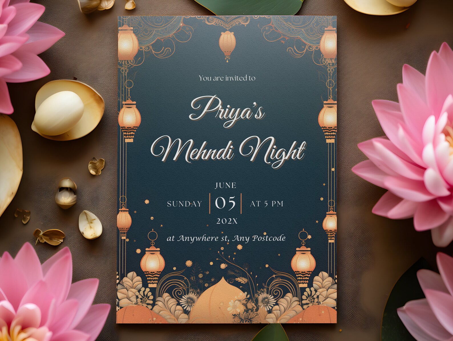 Mehndi Invitation Animated Digital & Printable, Muslim Henna Party ...