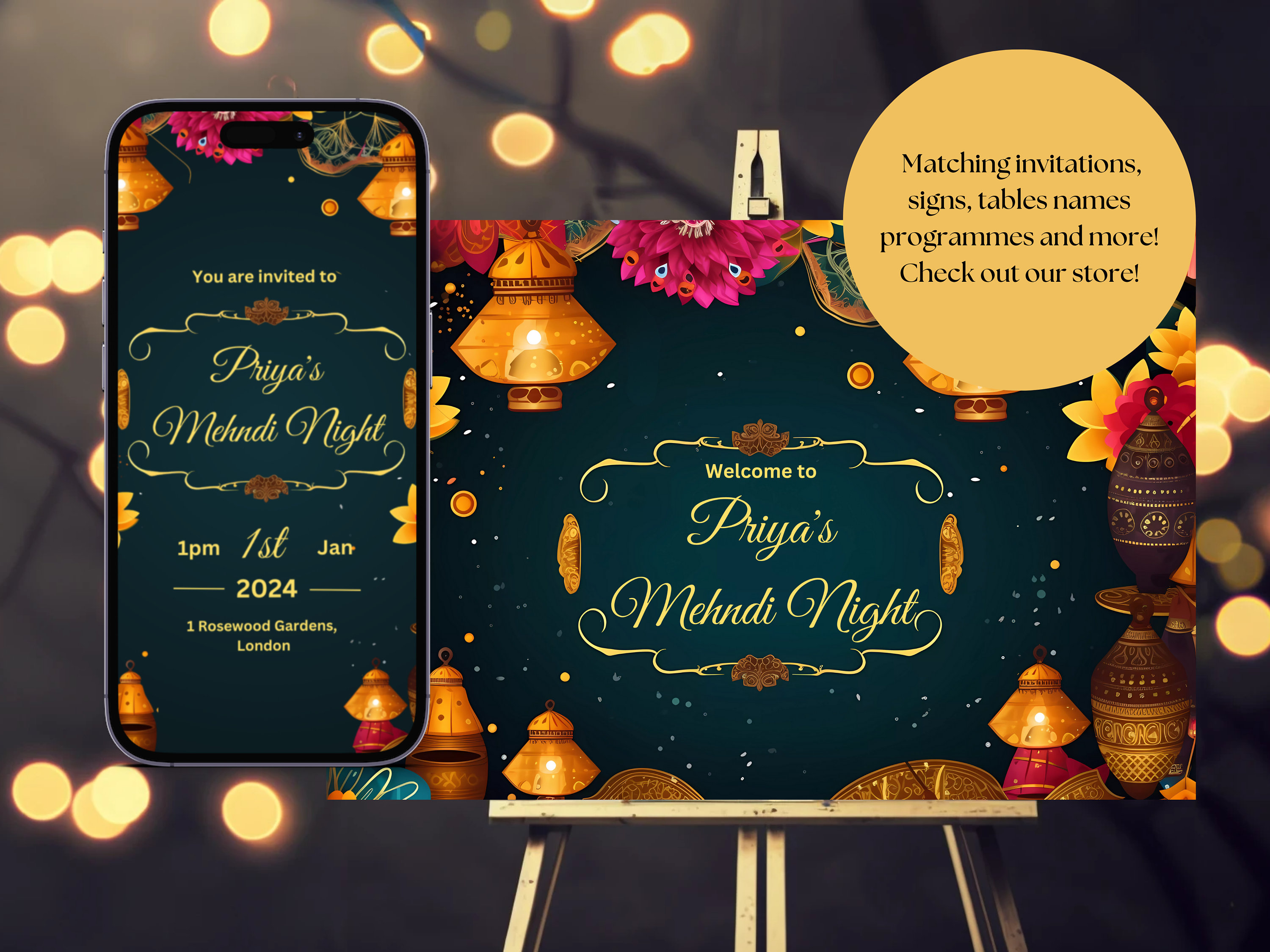 Mehndi Welcome Sign, Mehndi Props, Mehndi Decor, Mehndi Board, Mehdni ...