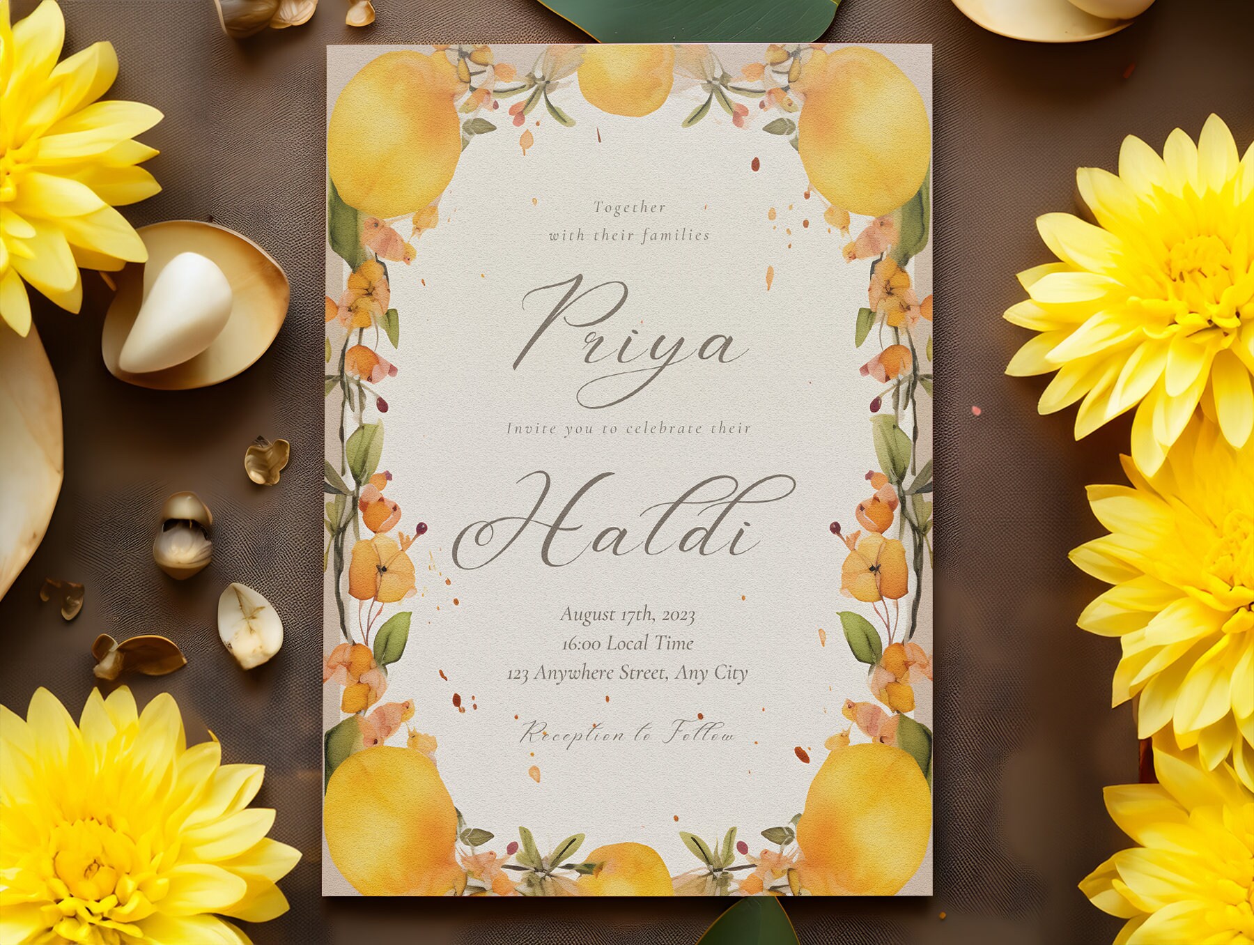 Animated Haldi E-inv & Printable Template Pithi Invite Card, Wedding ...