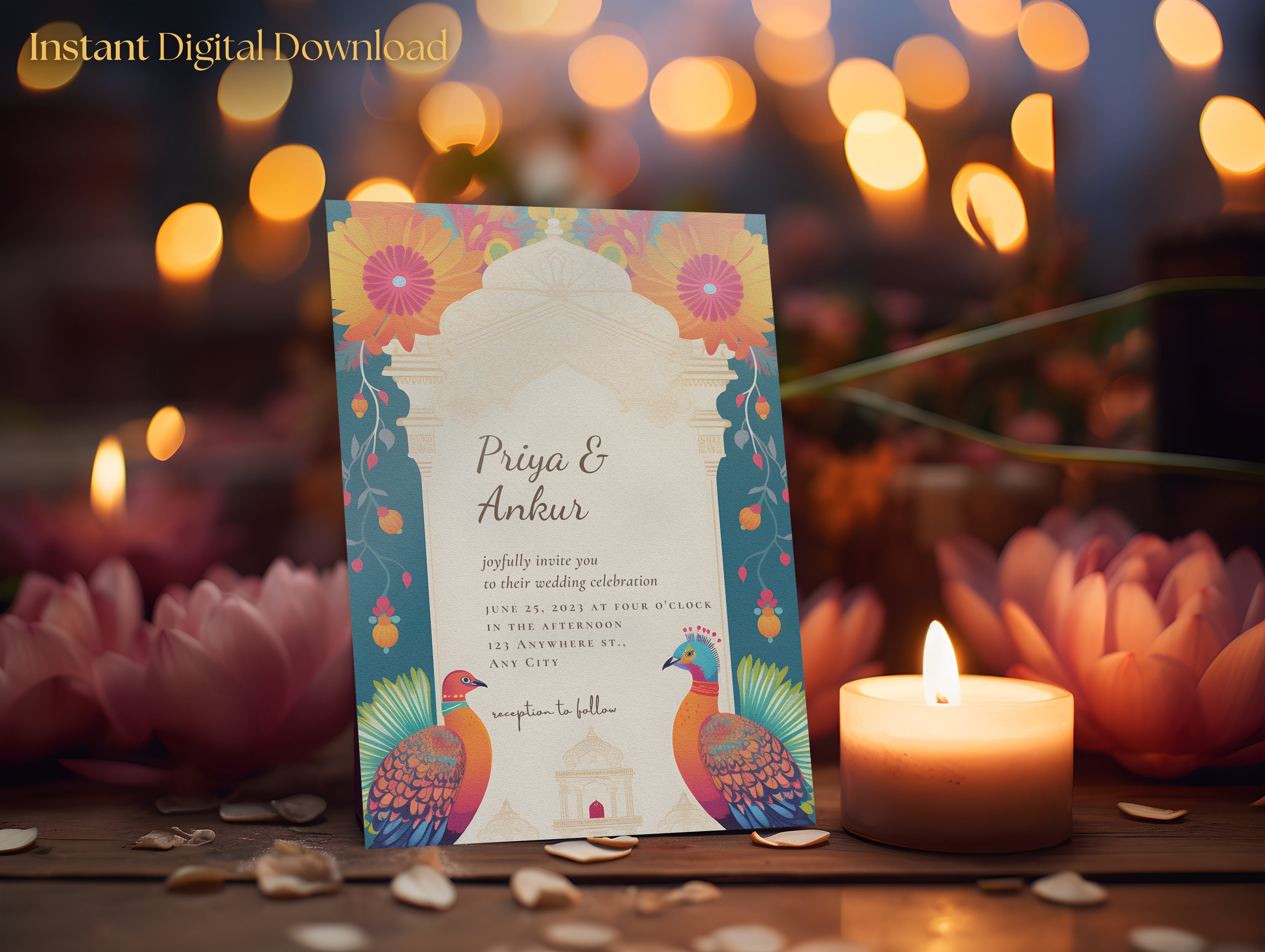 Indian Wedding Invitation Animated Digital and Printable - Etsy