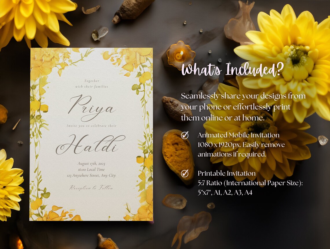 Animated Haldi Ceremony E-invite | Printable & Sikh Wedding Invite ...