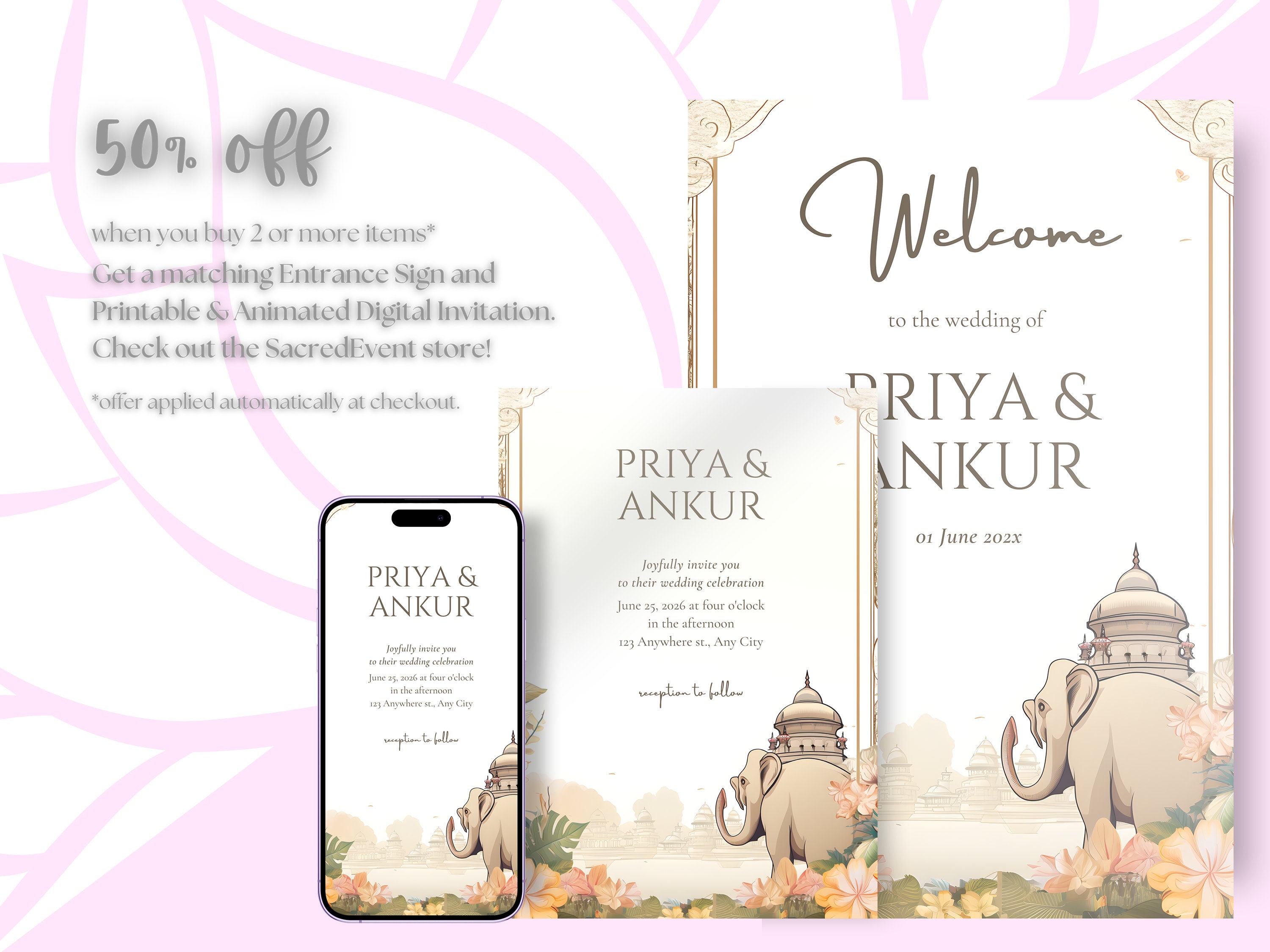 Indian Wedding Sign South Indian Board & Desi Reception Decor, Floral ...