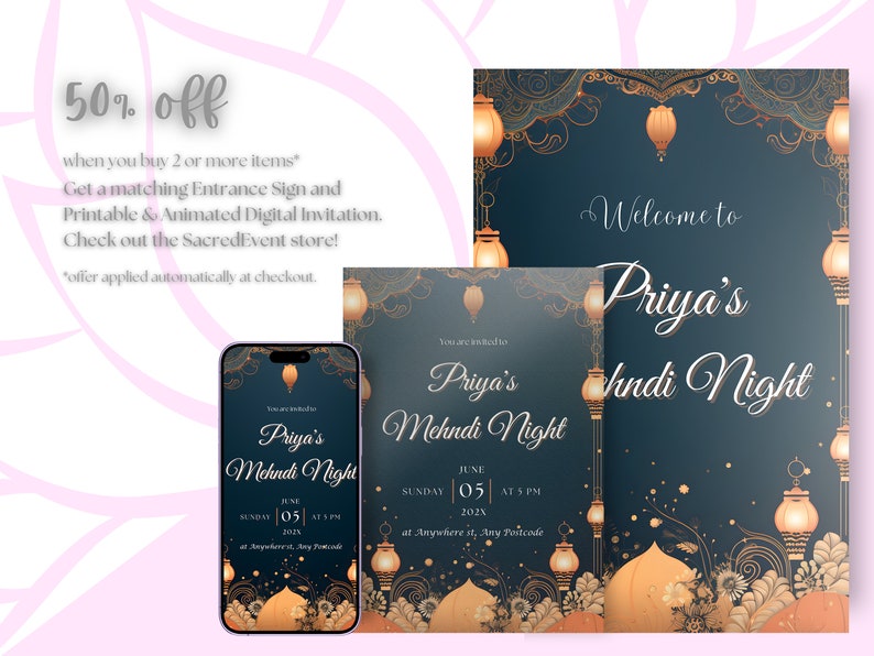 Mehndi Invitation Animated Digital & Printable, Muslim Henna Party ...