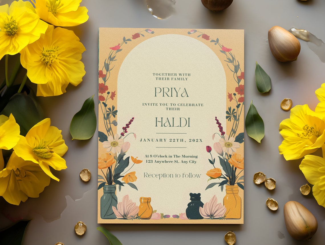 Animated Haldi Ceremony Ecard & Mehndi Invitation | Customizable Holud ...