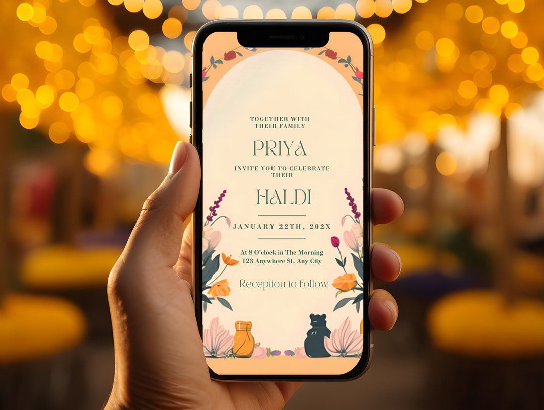 Animated Haldi Ceremony Ecard & Mehndi Invitation Customizable Holud ...