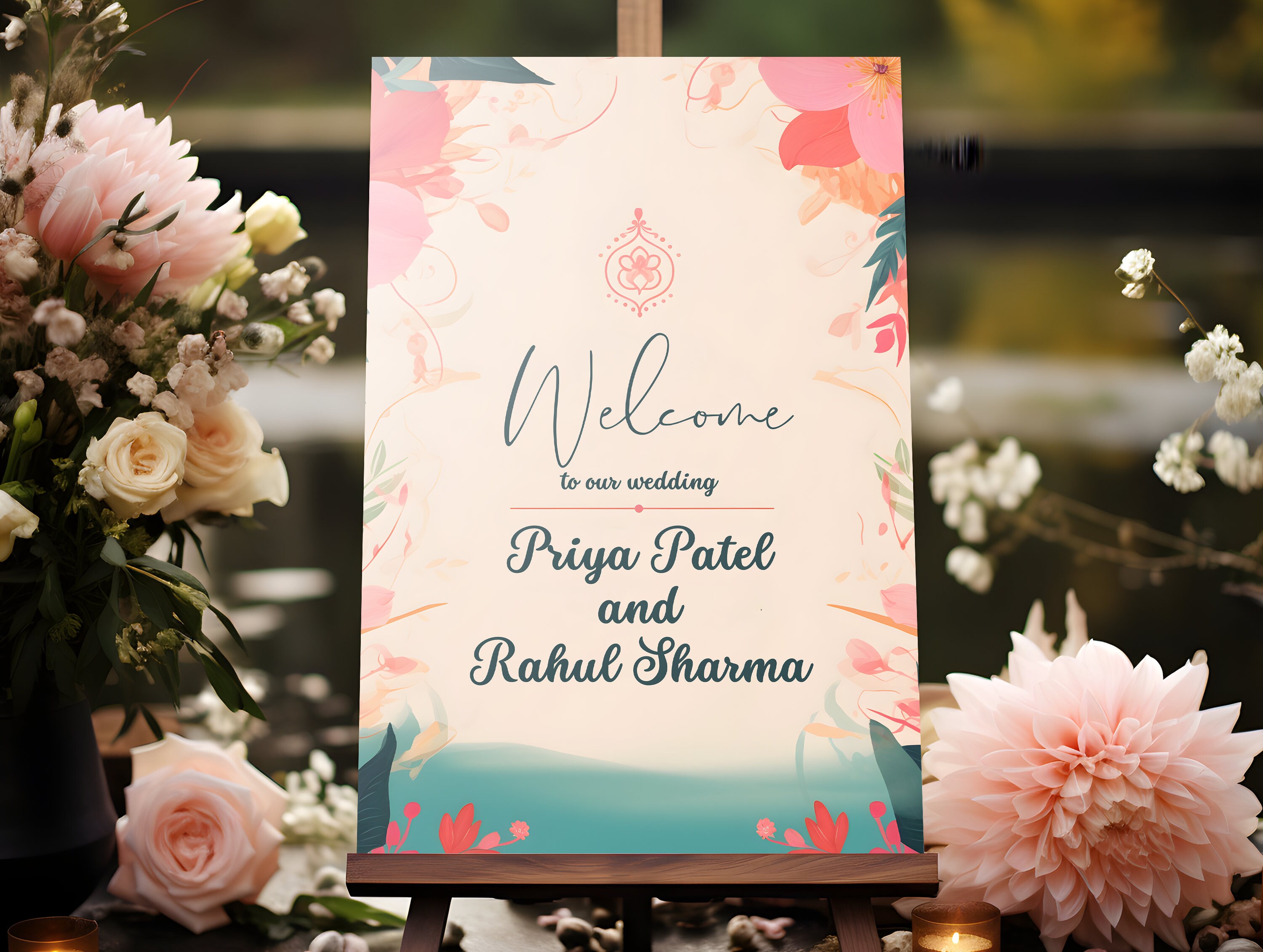 Indian Wedding Sign South Indian Mehndi & Reception Signage - Etsy