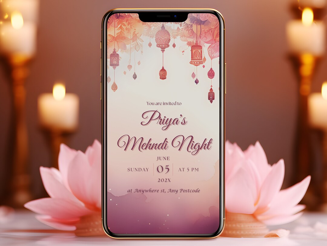 Mehndi Invitation Animated Digital & Printable | Muslim Mehndi Invite ...