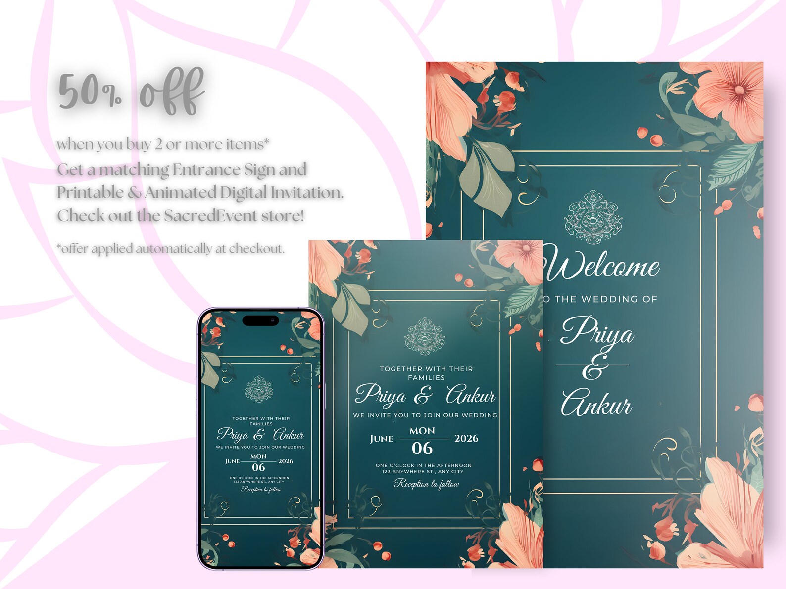 Indian Wedding Sign Elegant Design & Traditional Indian Welcome Desi ...