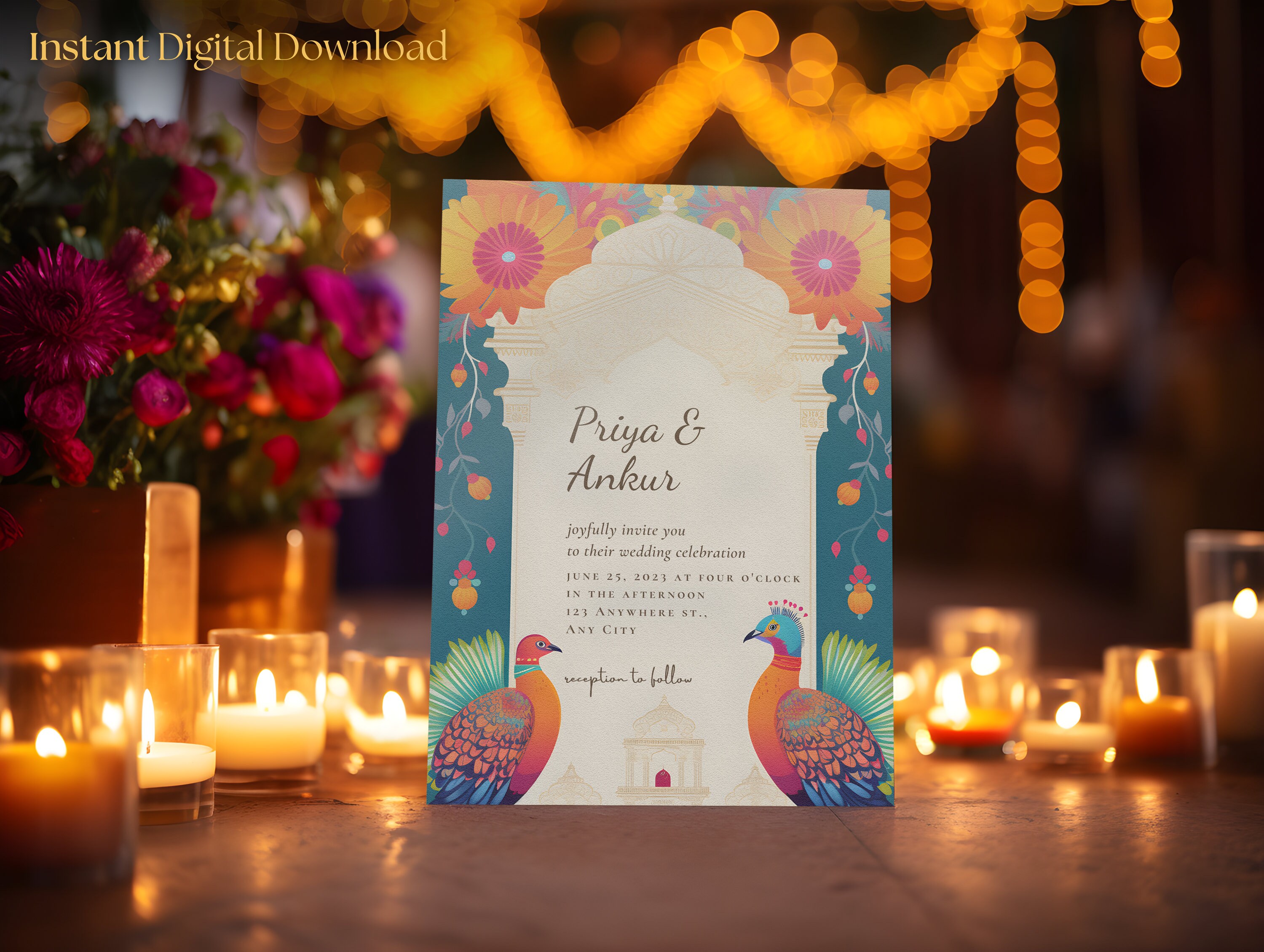 Indian Wedding Invitation Animated Digital and Printable - Etsy