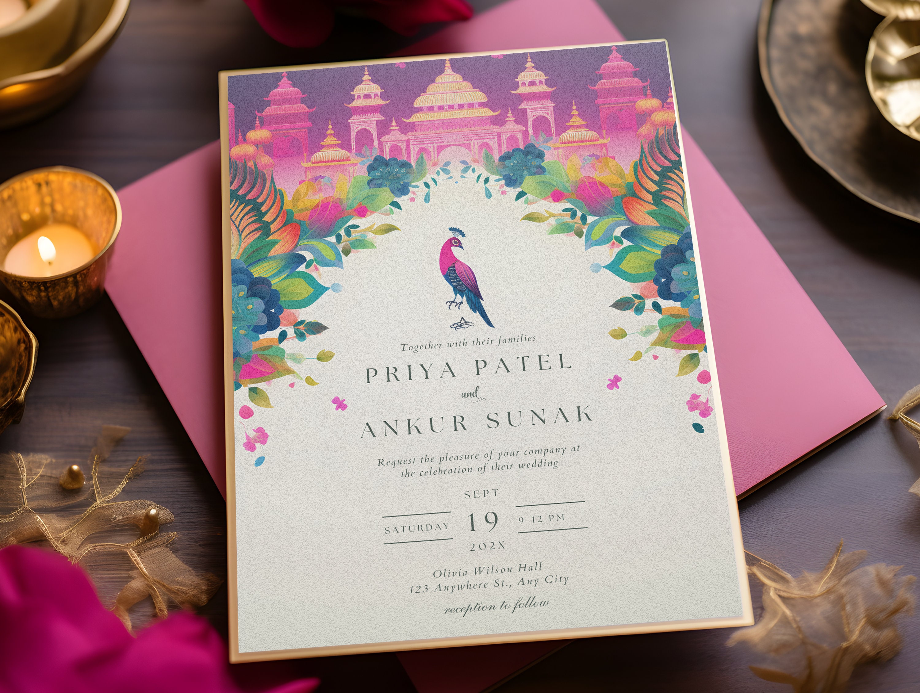 Indian Wedding Invitation Animated Digital & Printable Indian Floral ...