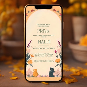 Animated Haldi Ceremony Ecard & Mehndi Invitation | Customizable Holud ...