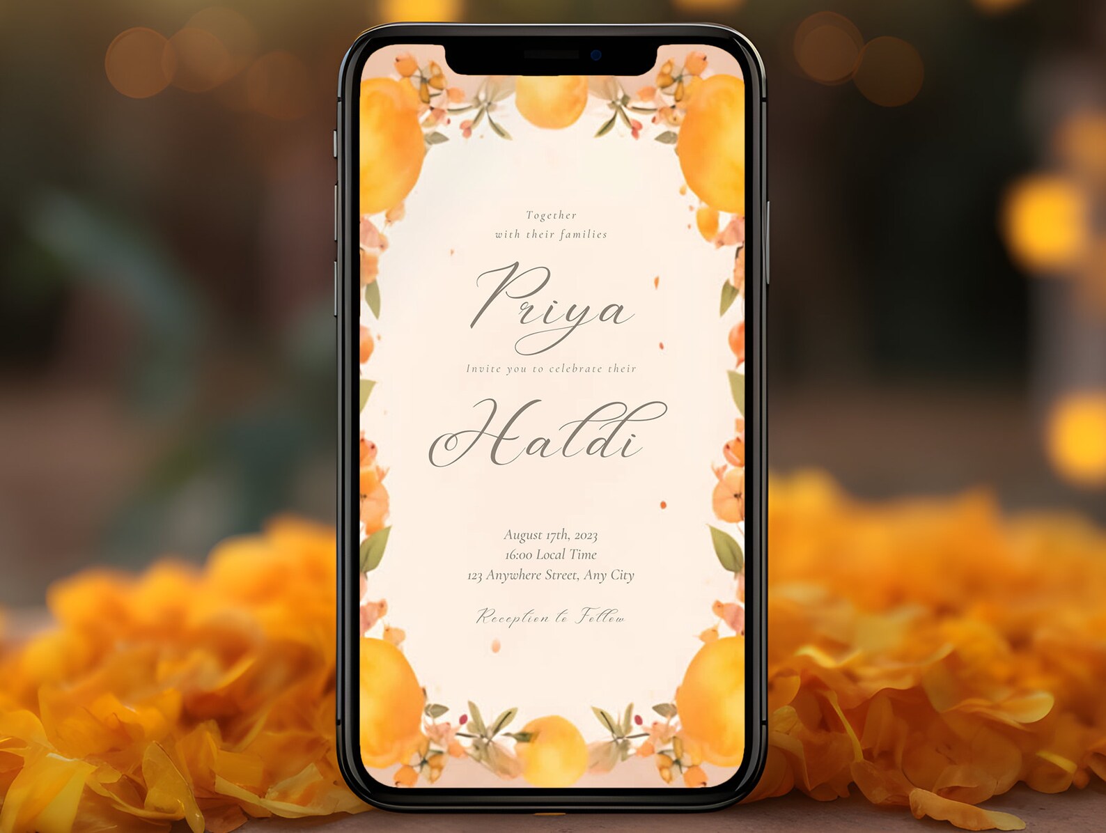 Animated Haldi E-inv & Printable Template Pithi Invite Card, Wedding ...