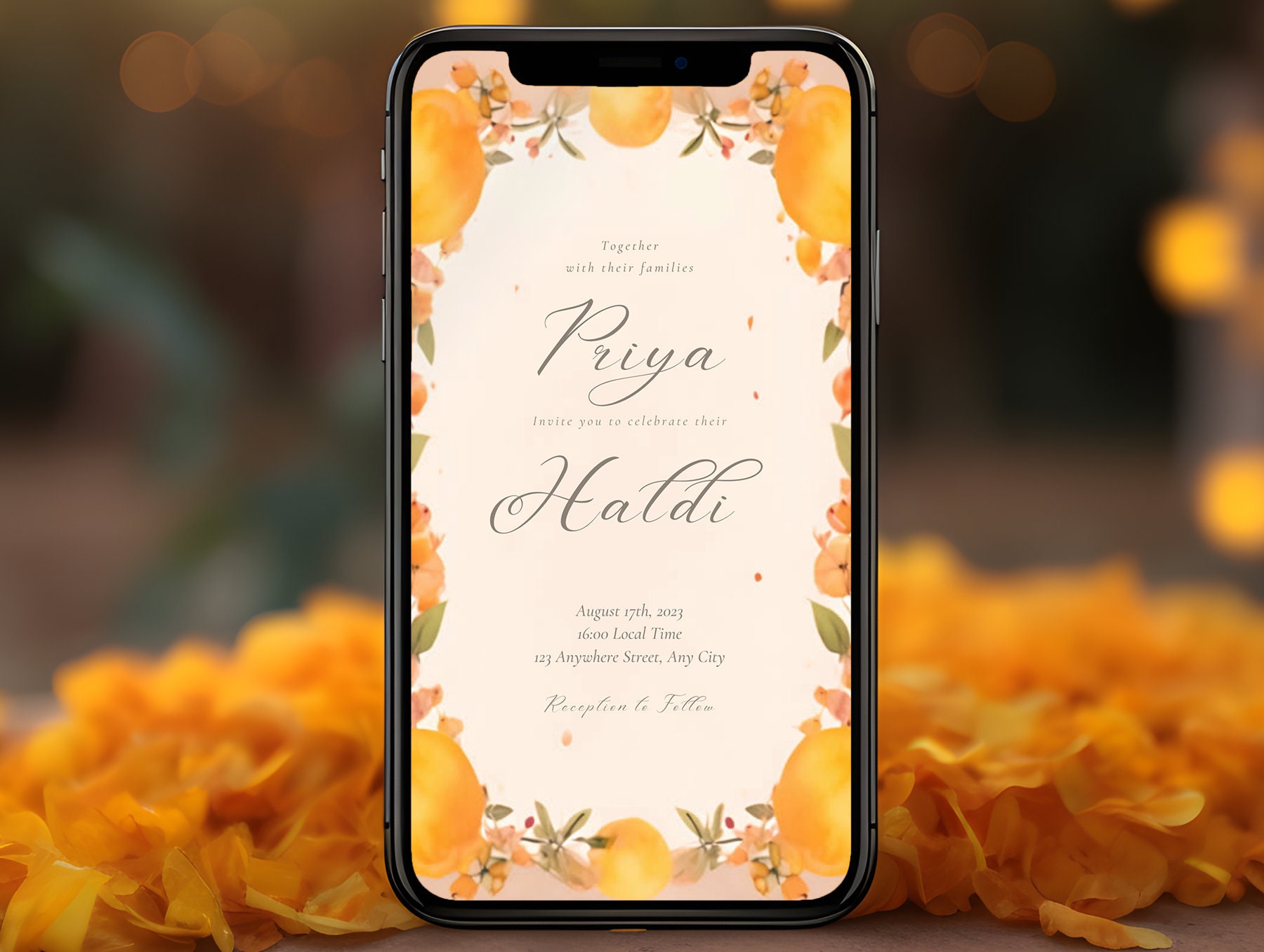 Animated Haldi E-inv & Printable Template Pithi Invite Card, Wedding ...