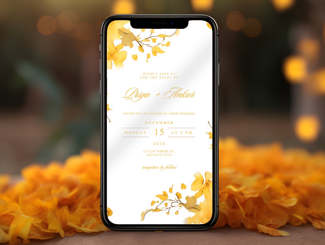 Animated Haldi Invitation Digital Ecard & Printable Sikh Wedding Invite ...